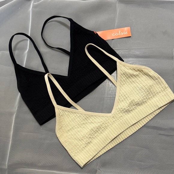 Colsie | Intimates & Sleepwear | Colsie Black And Cream Ribbed Bralette ...